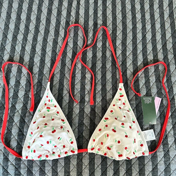 wild fable | Swim | Wild Fable White Cherry Triangle Bikini Top | Poshmark
